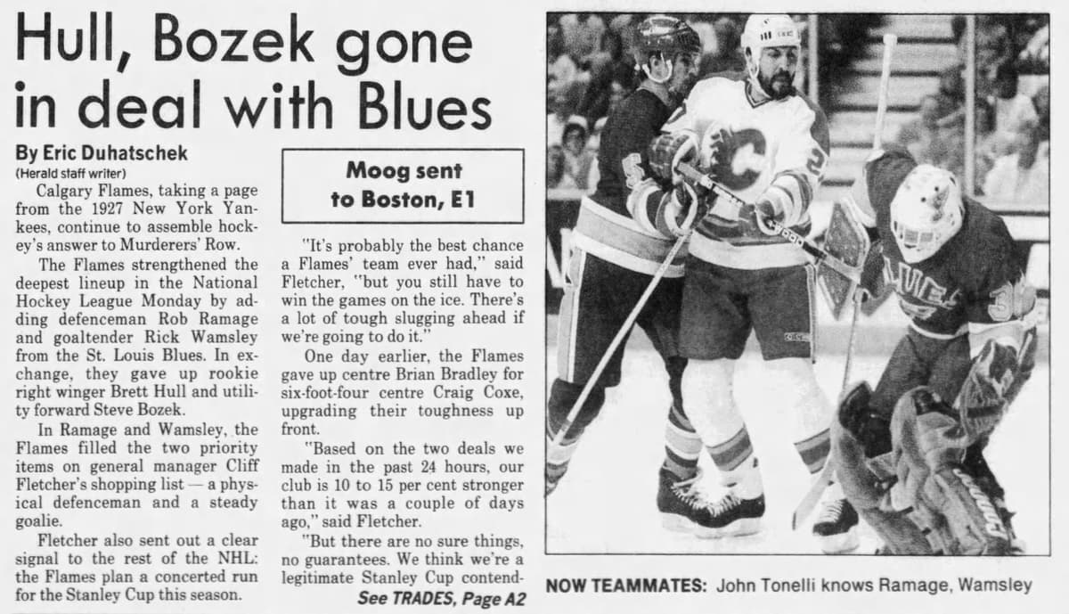 Thirty-four years ago today, Calgary Flames trade Brett Hull